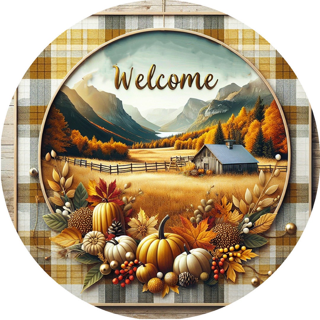 Fall Wreath Sign, Autumn Wreath Sign, Welcome Wreath Sign, Metal Wreath ...