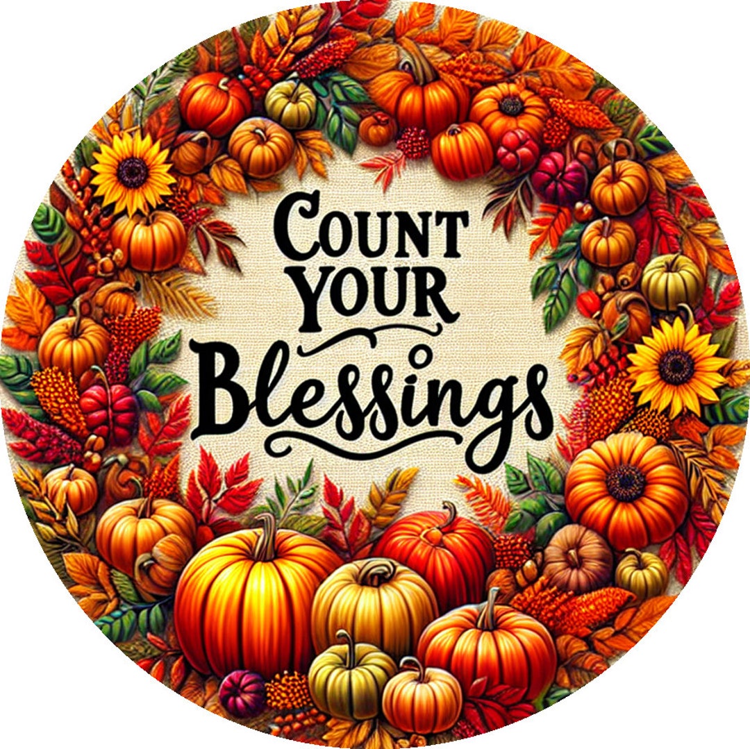 Fall Wreath Sign, Autumn Wreath Sign, Count Your Blessings Wreath Sign ...