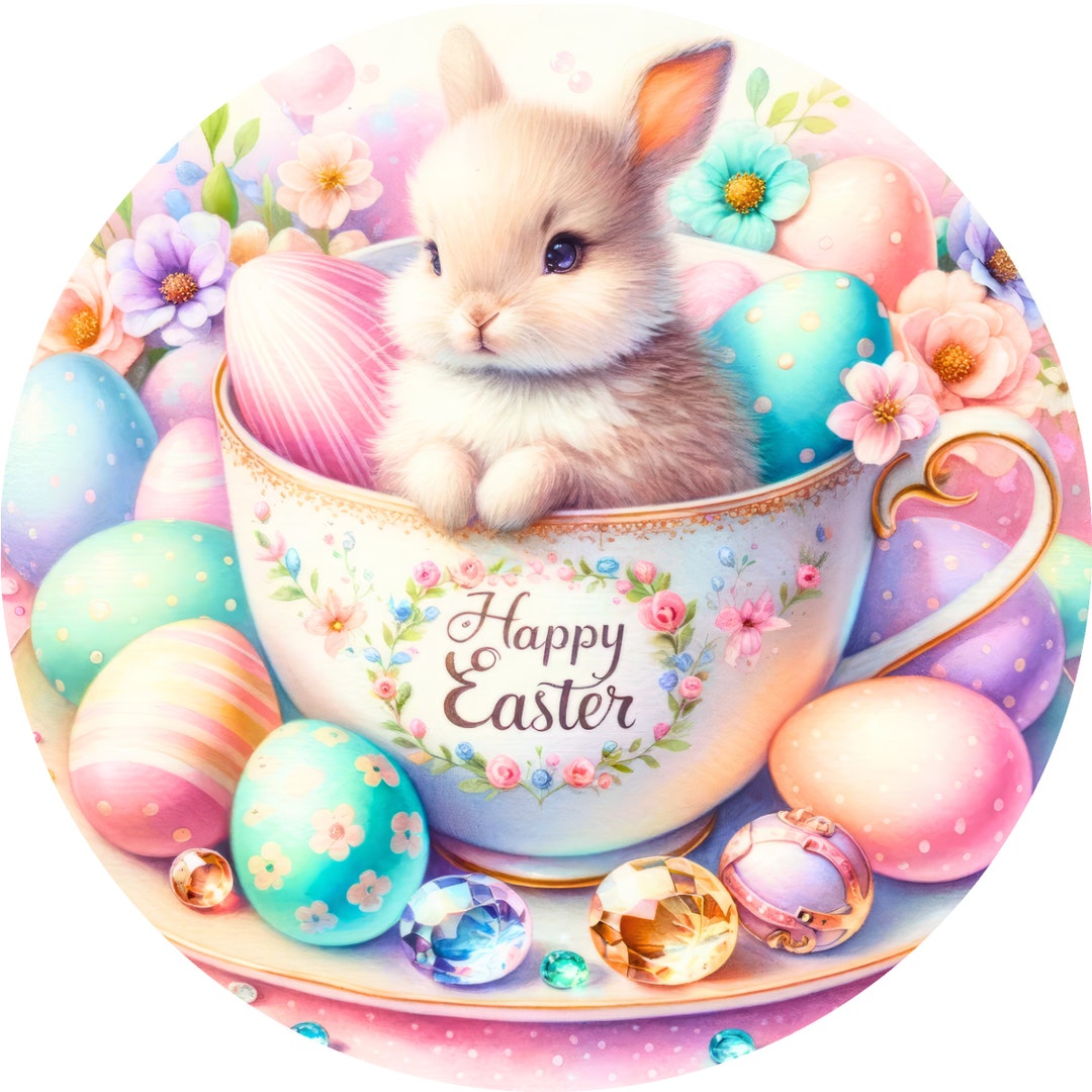 Happy Easter Round Wreath Sign, Wreath Sign, Round Wreath Sign, Easter ...