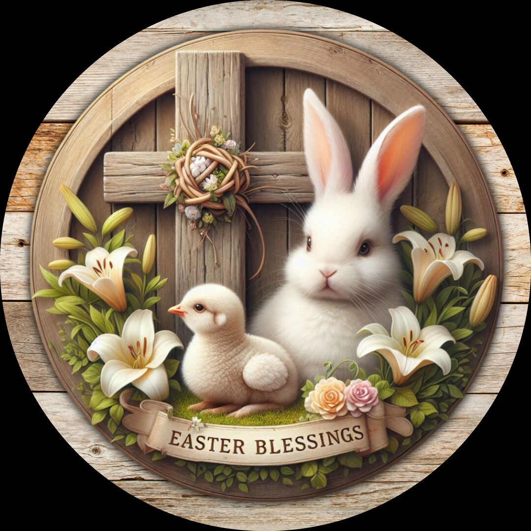Easter Blessings Round Wreath Sign, Wreath Sign, Wreath Accessory ...