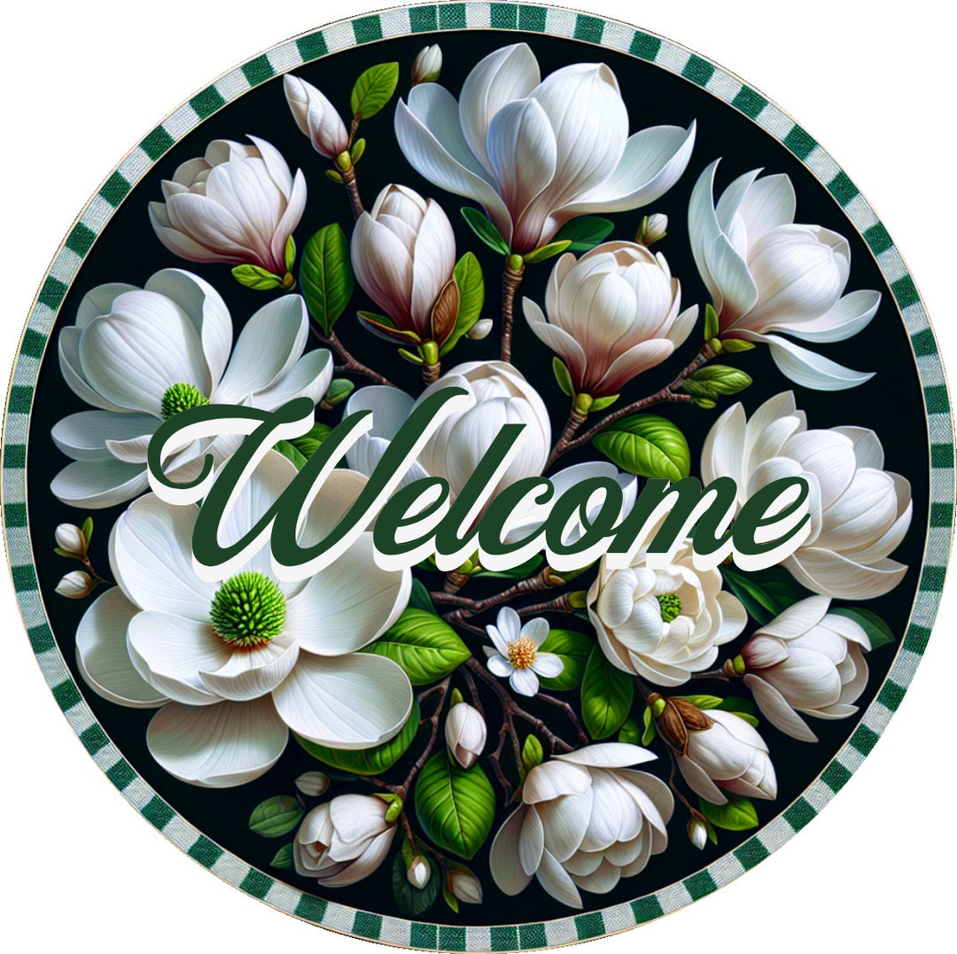 Welcome Wreath Sign, Magnolia Wreath Sign, Spring Wreath Sign, Summer ...