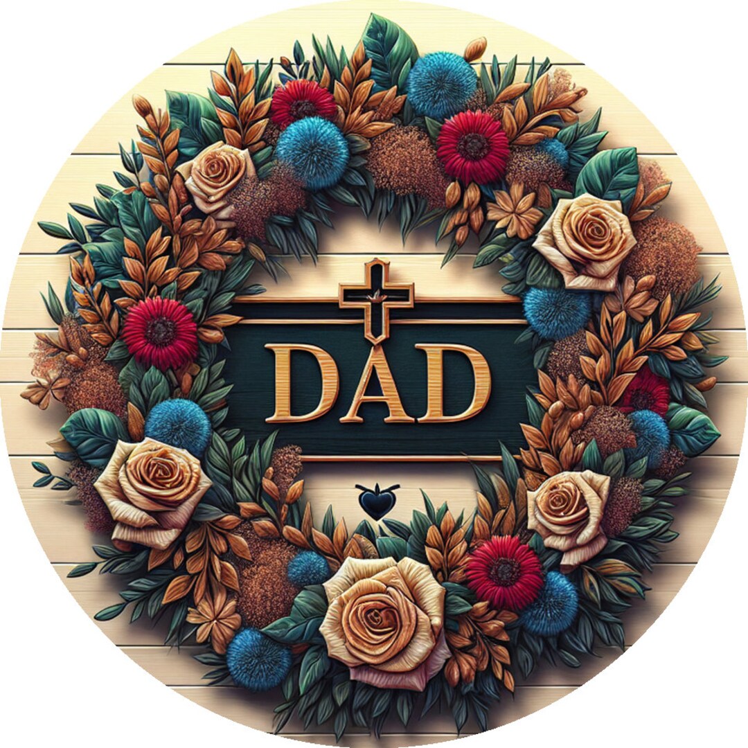 Memorial Wreath Sign, Dad Memorial Wreath Sign, Gravesite Wreath Sign ...