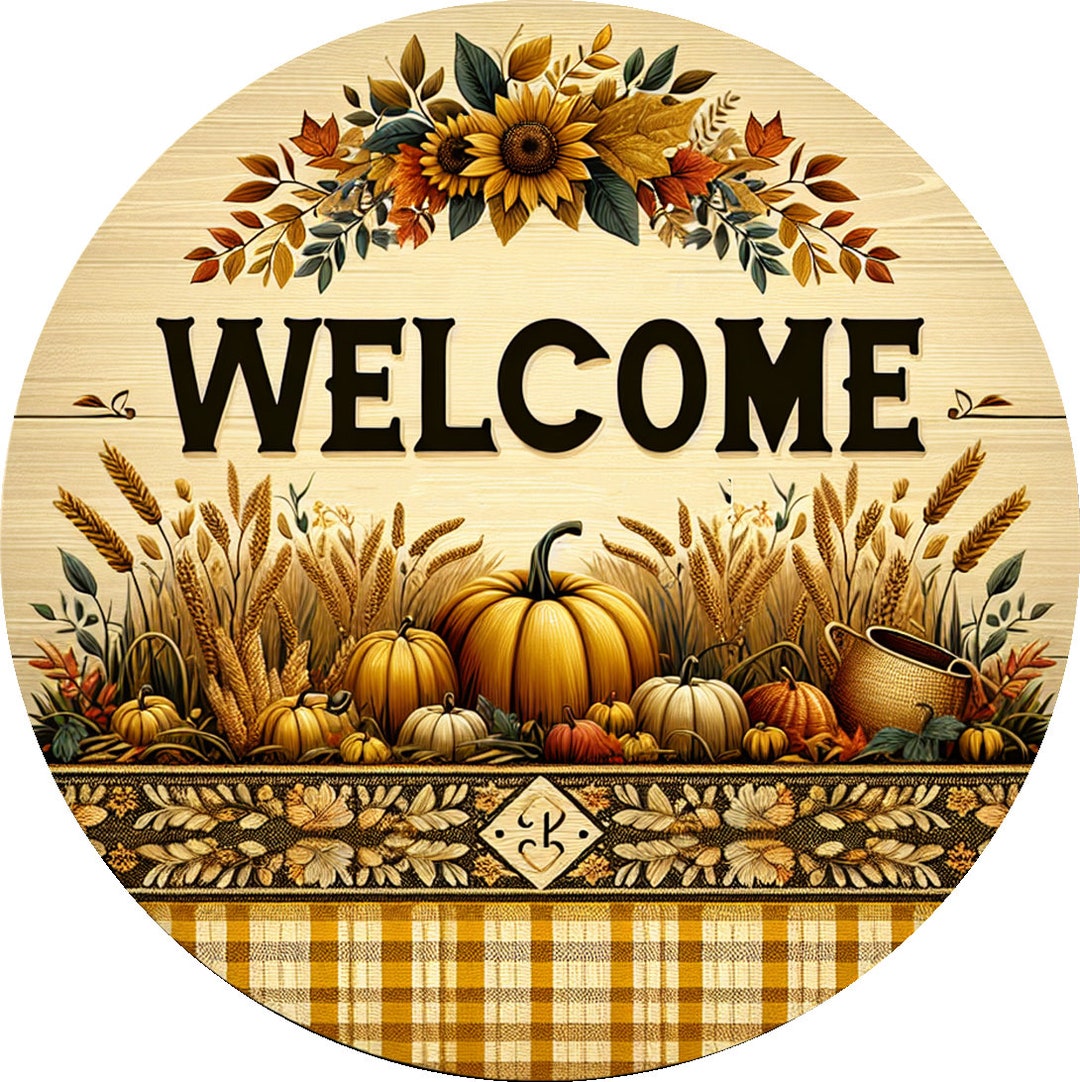 Fall Wreath Sign, Autumn Wreath Sign, Welcome Wreath Sign, Metal Wreath ...