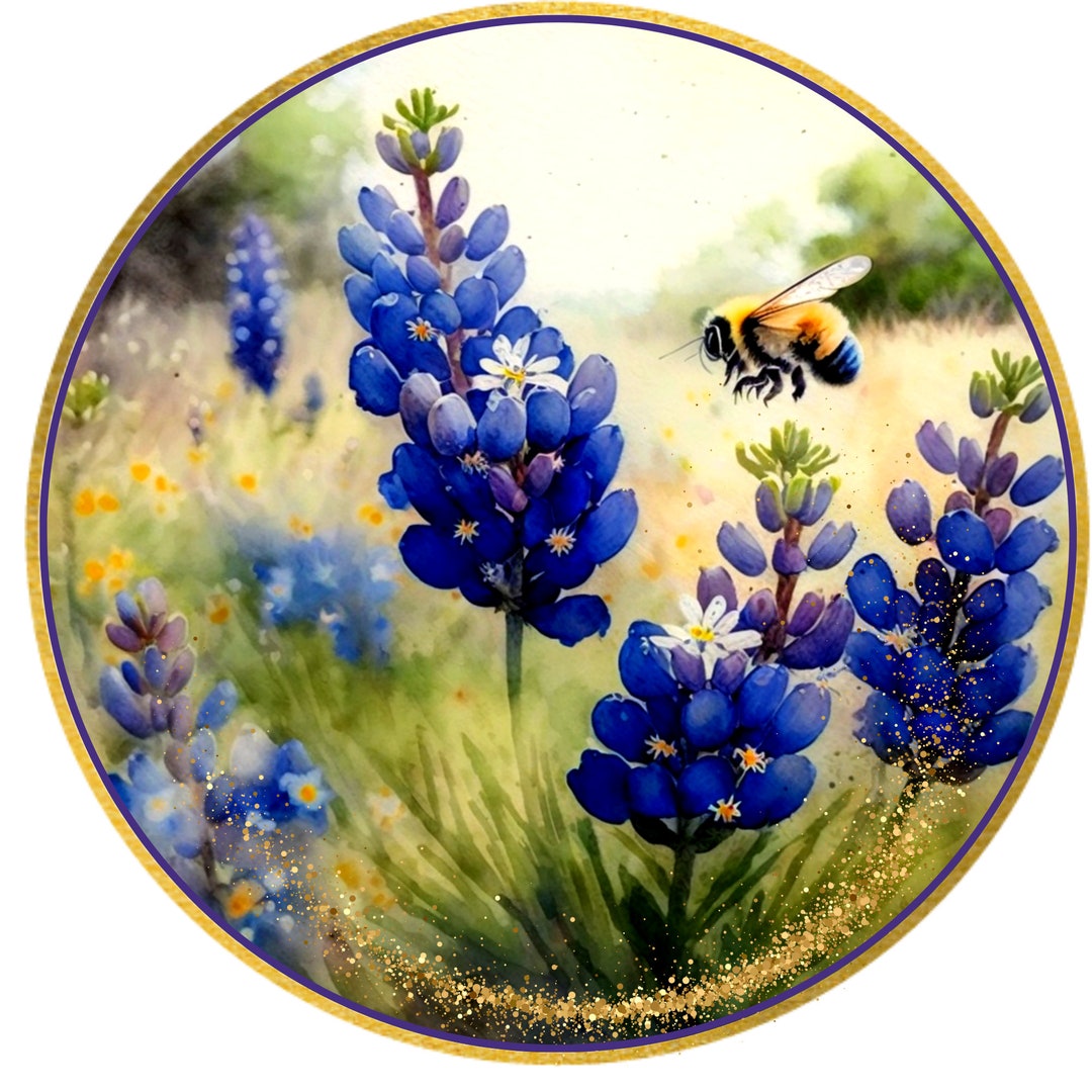 Spring Wreath Sign With Bluebonnets and Bee. Wreath Sign. Wreath Making ...