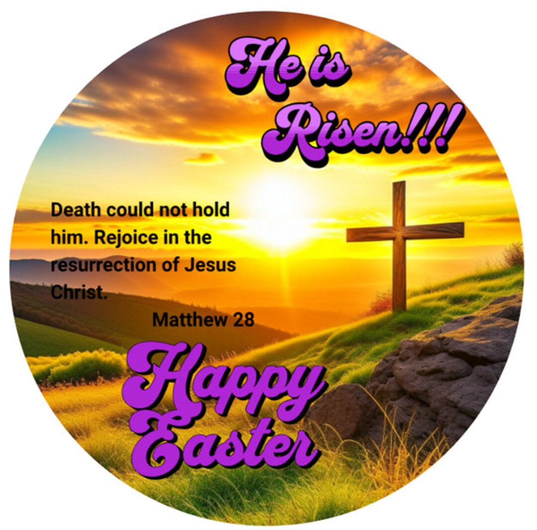 He is Risen Round Wreath Sign, Wreath Sign, Religious Wreath Sign, Easter Wreath Sign, Happy ...