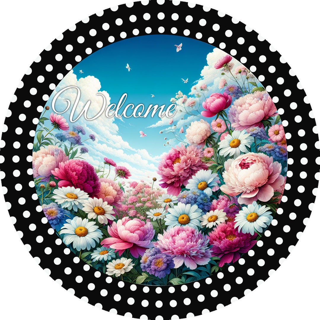 Welcome Wreath Sign, Summer Wreath Sign, Spring Wreath Sign, Peony ...