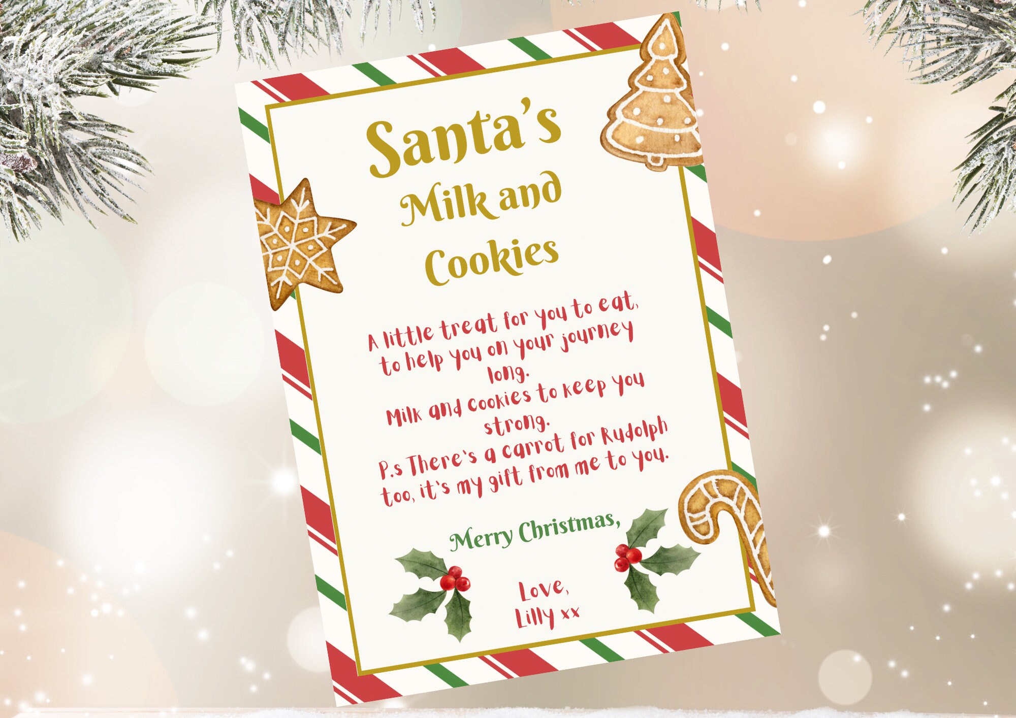 Editable Santa’s Milk and Cookies Download - Etsy