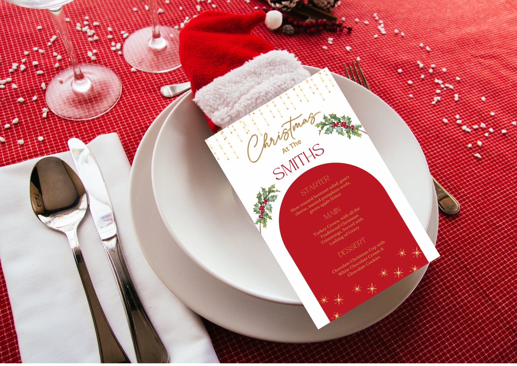 Editable, Instant Download Red and Gold Christmas Menu - Etsy