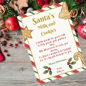 Editable Santas Milk and Cookies Download - Etsy