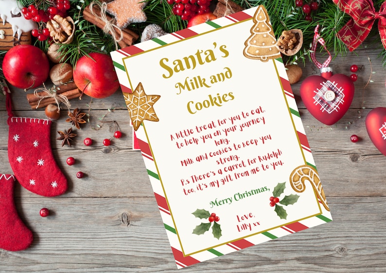 Editable Santa’s Milk and Cookies Download - Etsy