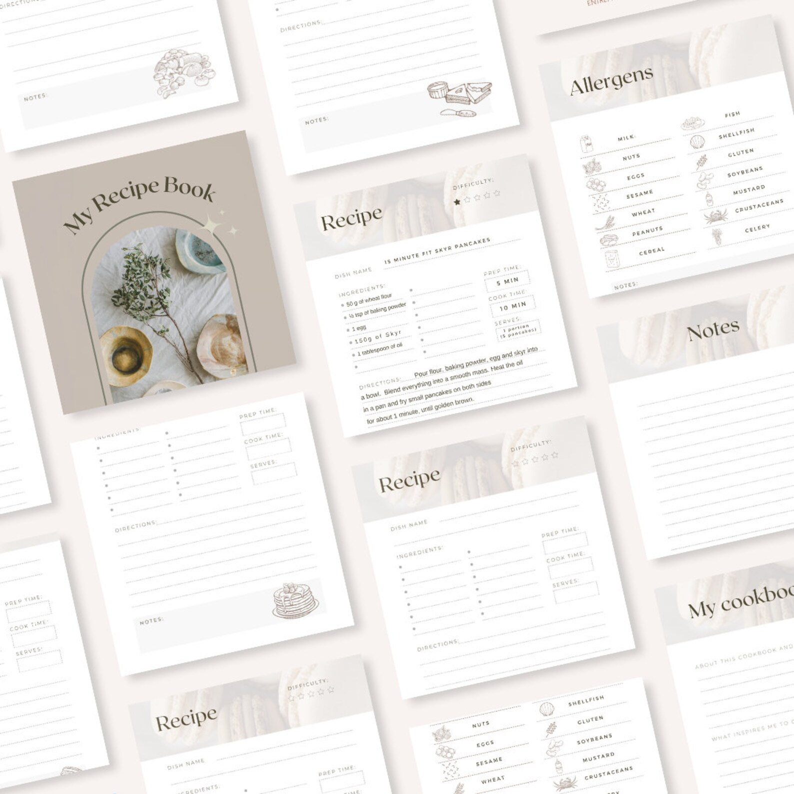 Printable Digital Recipe Book Template Aesthetic - Etsy