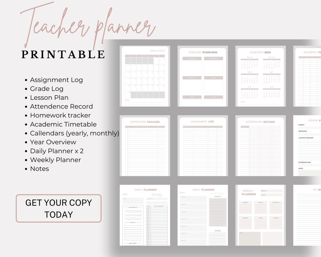 Digital Teacher Planner Printable 2024 - Etsy