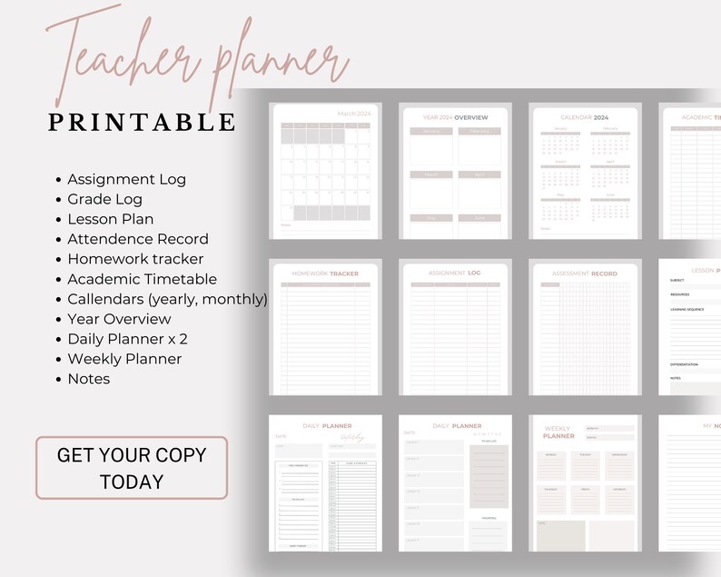 Digital Teacher Planner Printable 2024 - Etsy