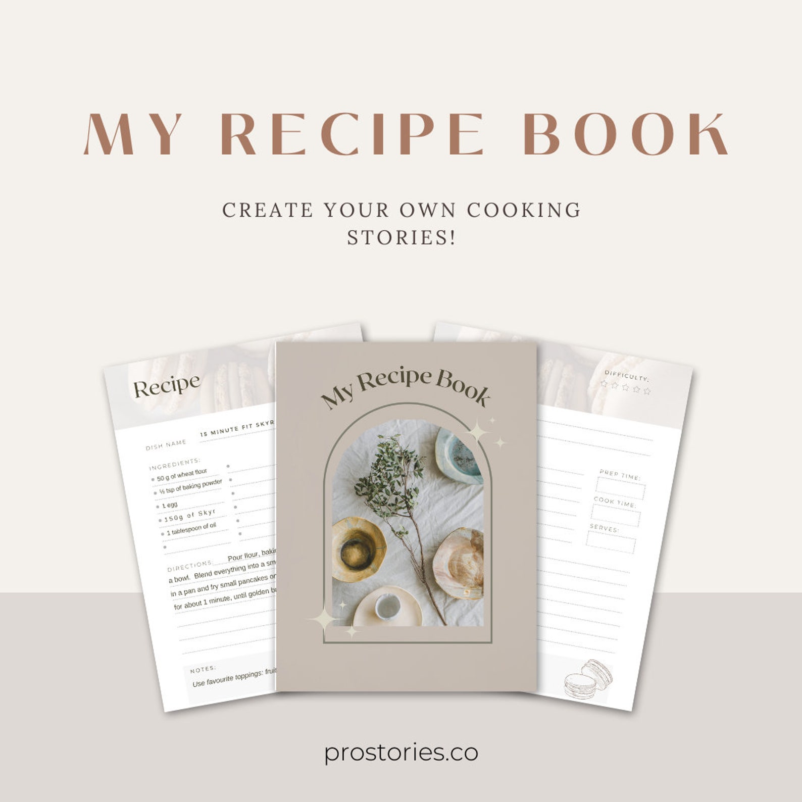 Printable Digital Recipe Book Template Aesthetic - Etsy