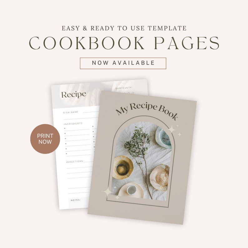 Printable Digital Recipe Book Template Aesthetic - Etsy