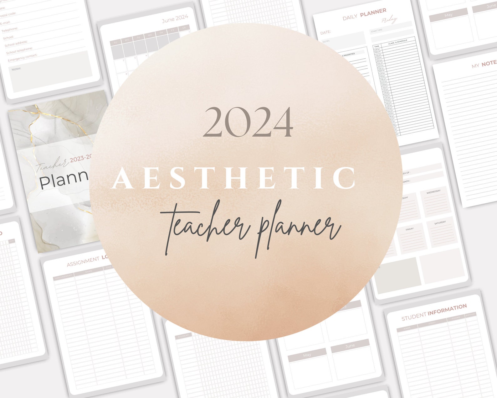 Digital Teacher Planner Printable 2024 - Etsy