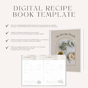 Printable Digital Recipe Book Template Aesthetic - Etsy