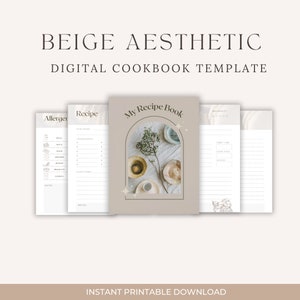 Printable Digital Recipe Book Template Aesthetic - Etsy