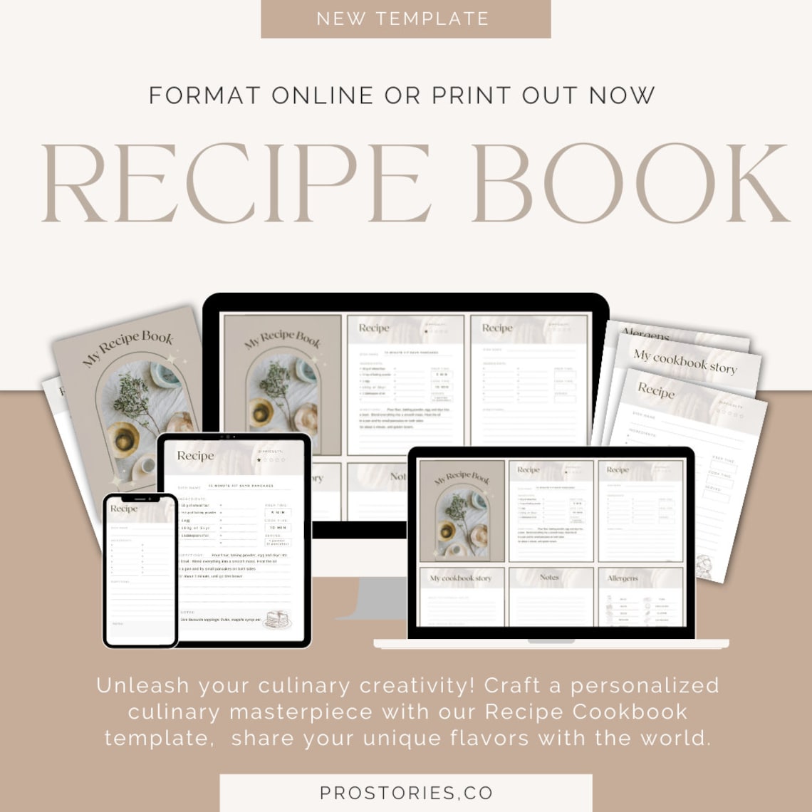 Printable Digital Recipe Book Template Aesthetic - Etsy