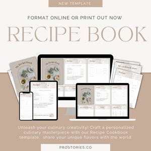 Printable Digital Recipe Book Template Aesthetic - Etsy