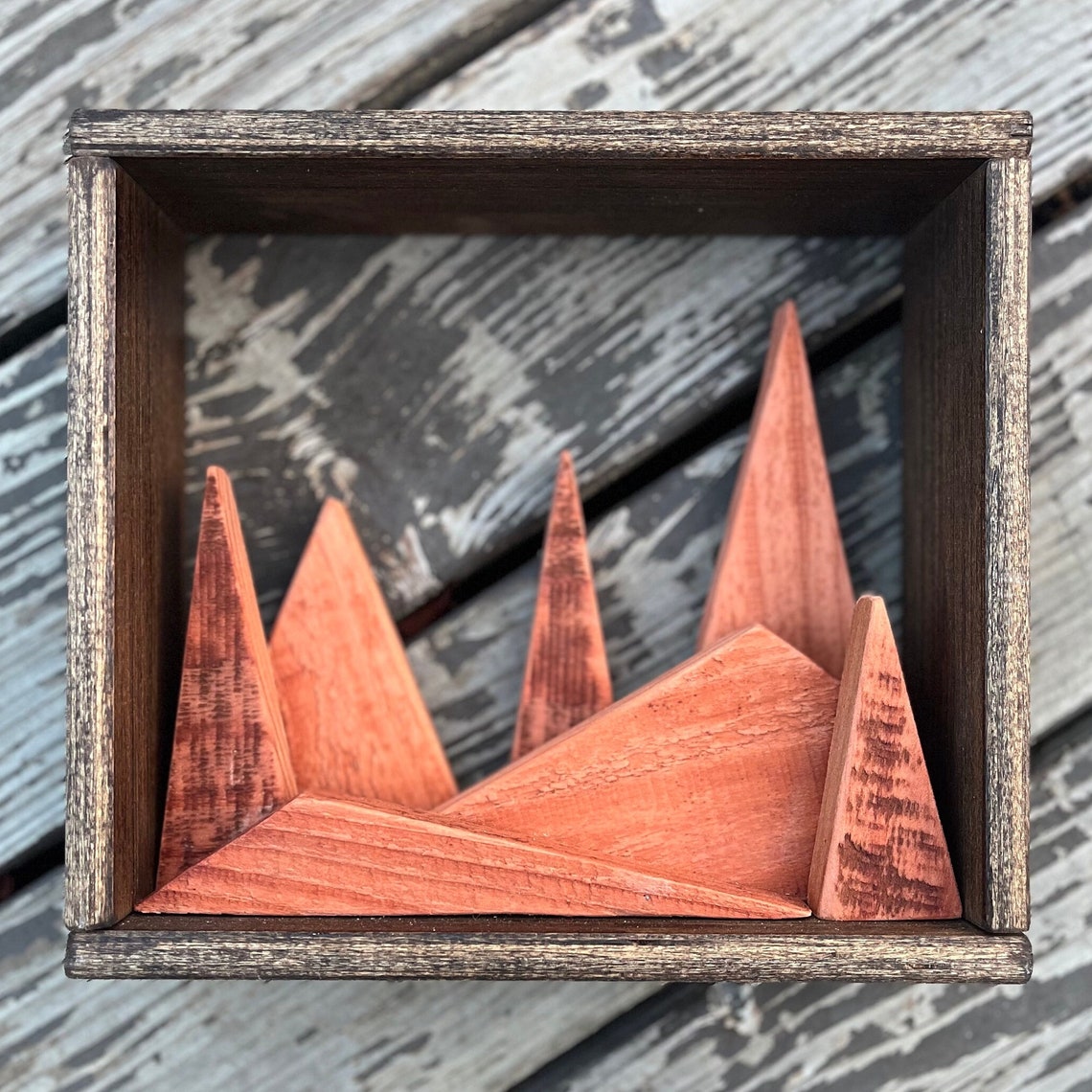 Framed Natural Wood Landscape - Redwood Mountain Forest (rectangular ...