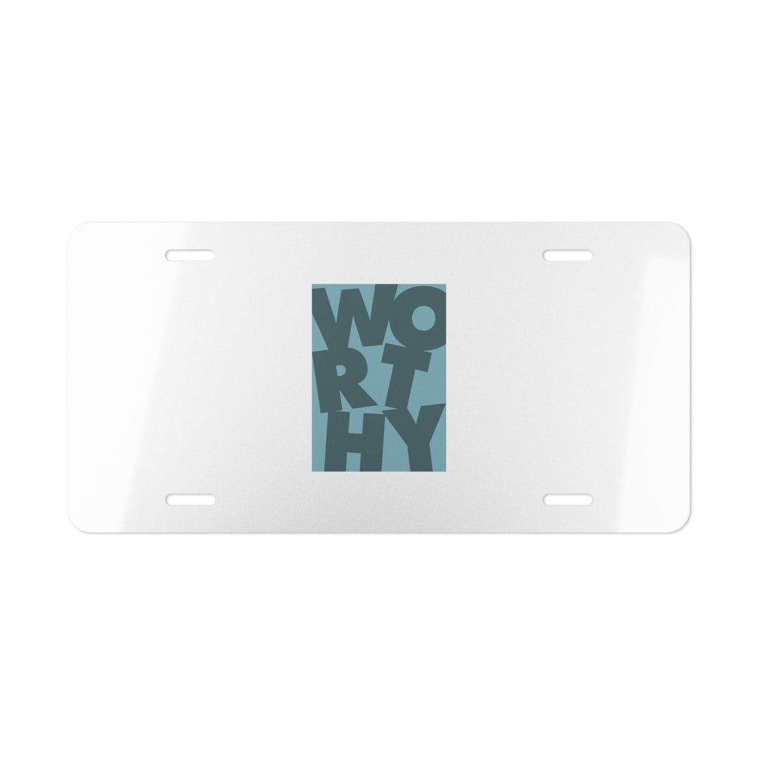 Worthy, Blue Vanity Plate - Etsy