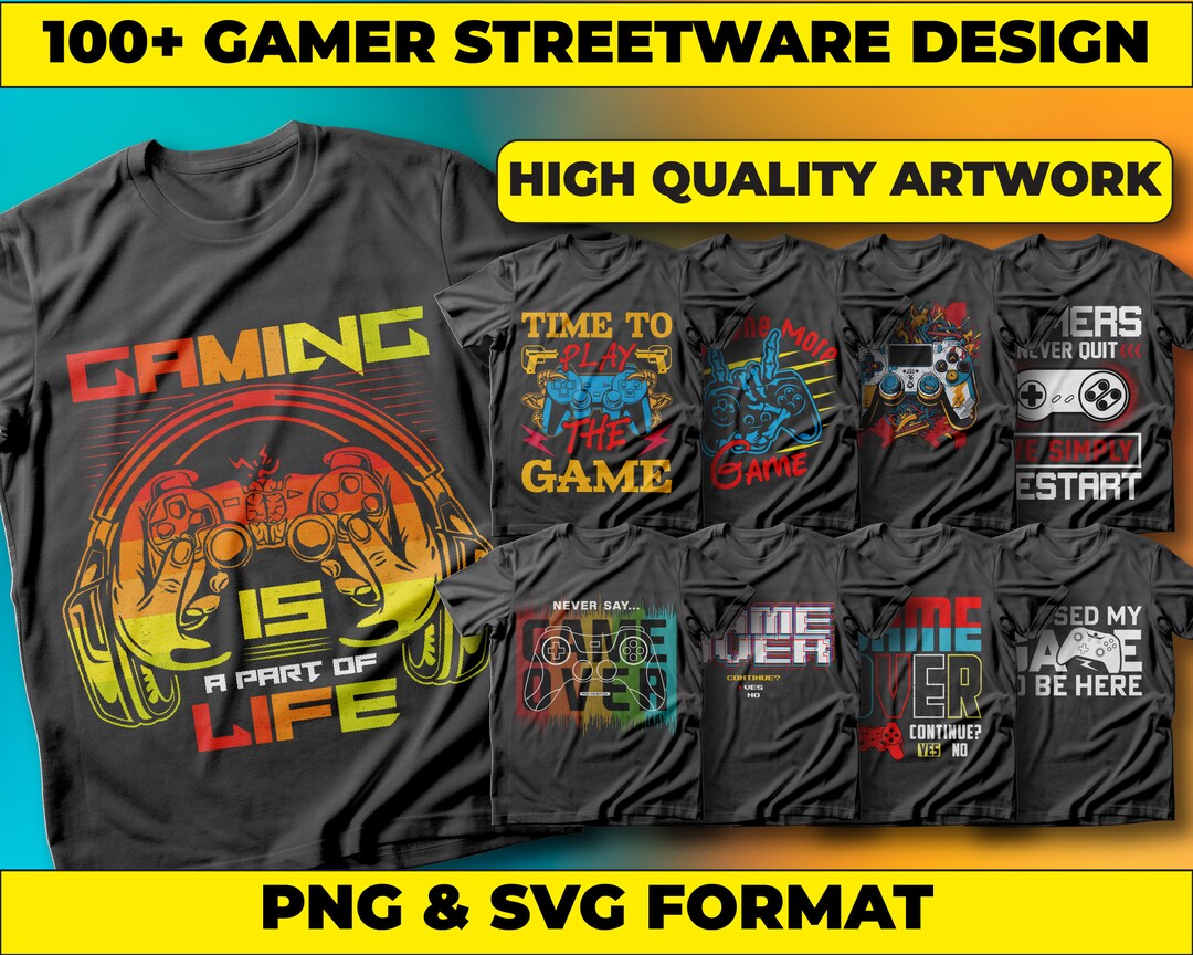 Gamer Streetwear T-shirt Designs: 100+ Urban Graphics (PNG, SVG) - Etsy