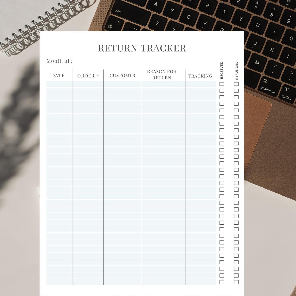 Return Tracker Template | Minimalist Refund Log, Canva Editable ...