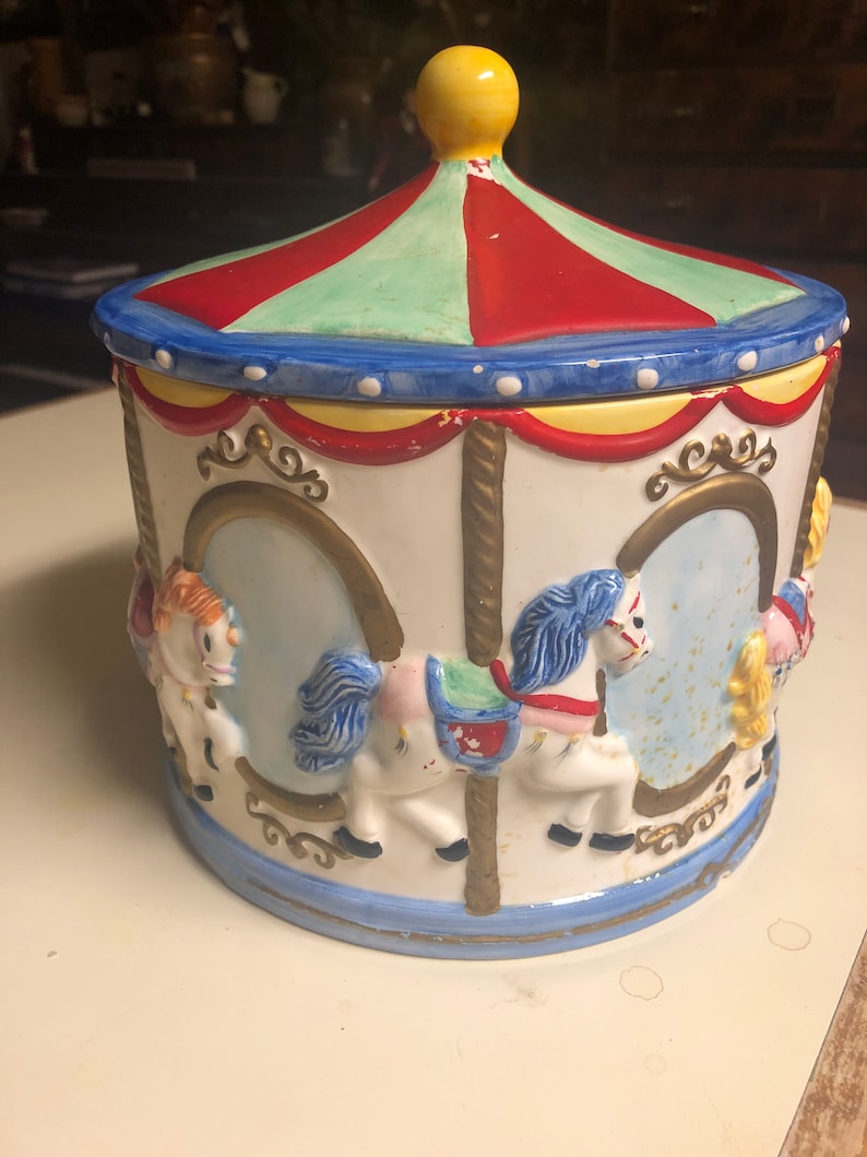 Vintage Retro Carousel Horse Cookie Jar Ceramic Circus - Etsy