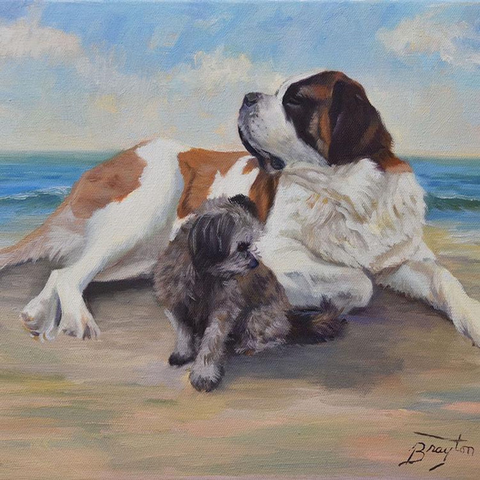 Hand Painted Dog Portrait Custom Pet Memory Wall Art Original Dog Oil ...
