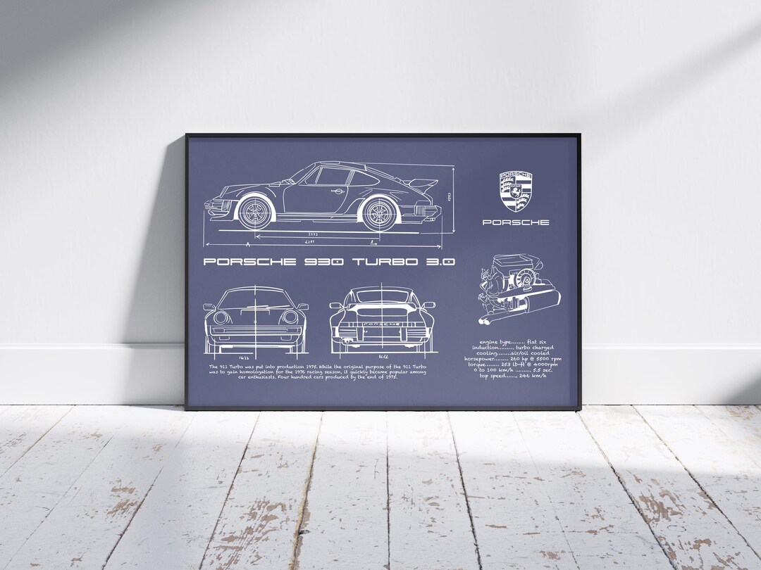 Porsche 930 Turbo Poster Violet – Classic Car Wall Art – Printable A1 ...