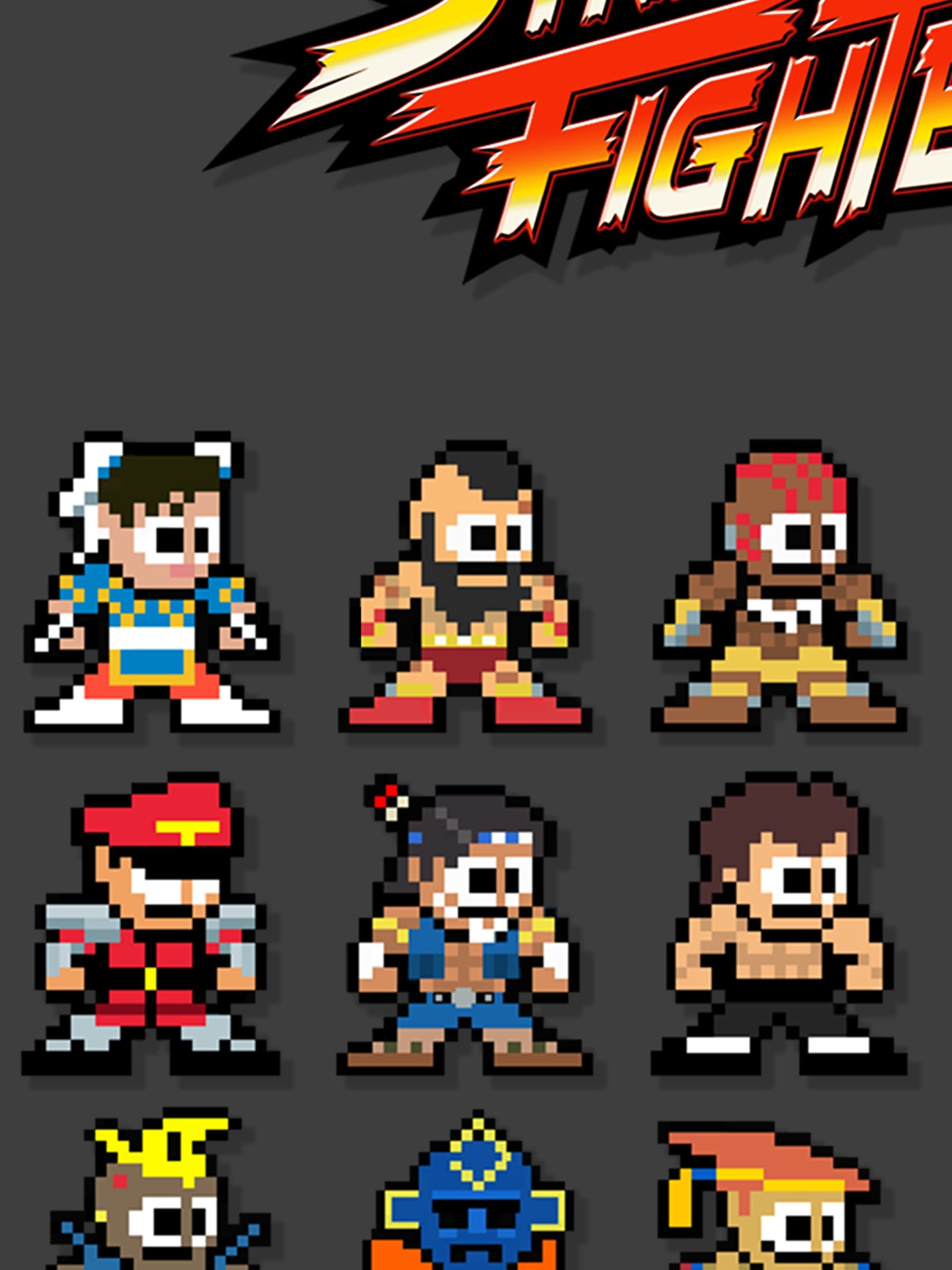 Street Fighter Poster ALL CHARACTERS, Ash Variant, 8bit Retro, Fan ...