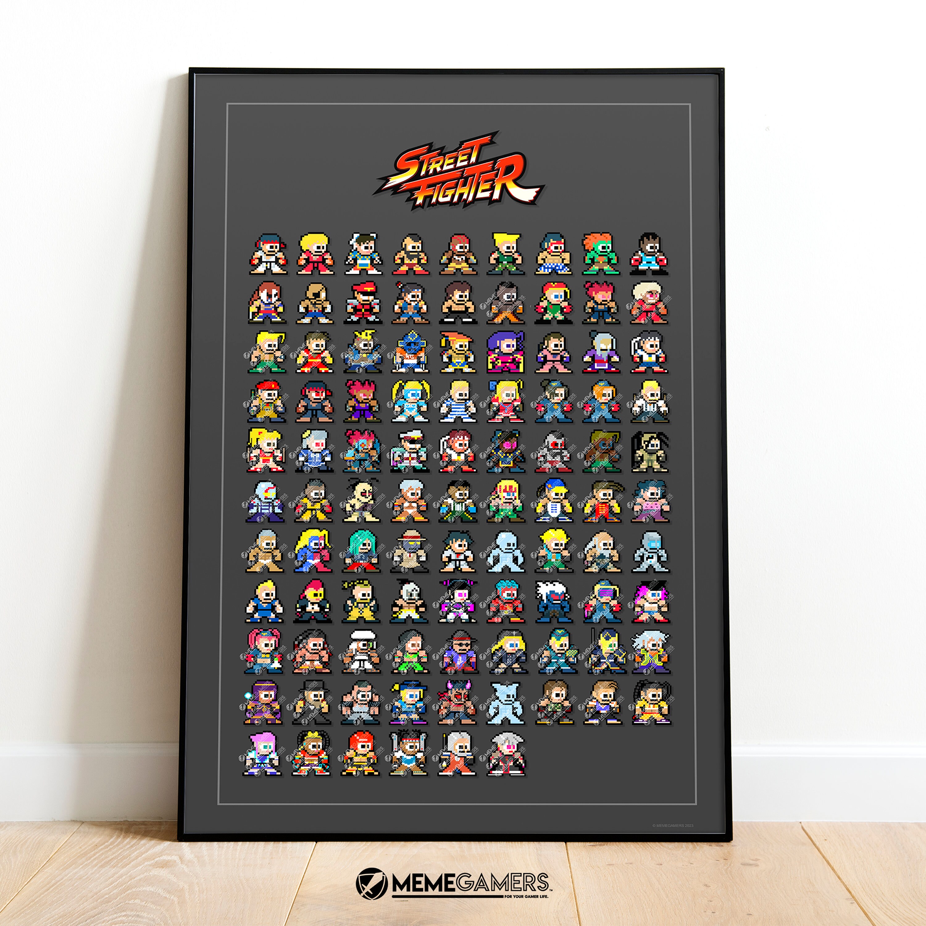 Street Fighter Poster ALL CHARACTERS, Ash Variant, 8bit Retro, Fan ...
