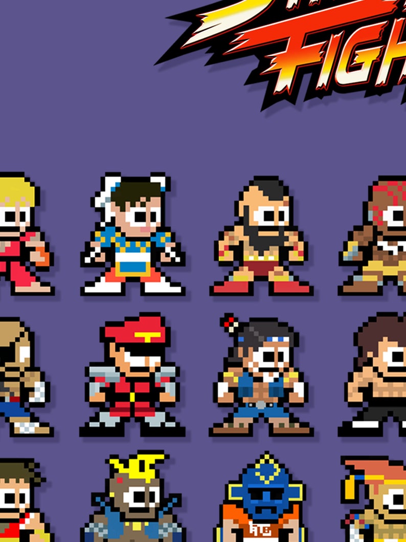 Street Fighter Poster ALL CHARACTERS Purple Variant 8bit - Etsy