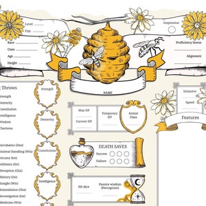 Dnd Character Sheet With Bee & Honeycomb Nature Theme - Etsy UK
