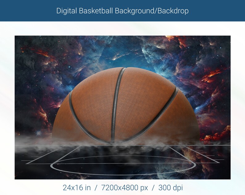 Basketball Galaxy Background, Epic Universe Basketball Digital Backdrop ...