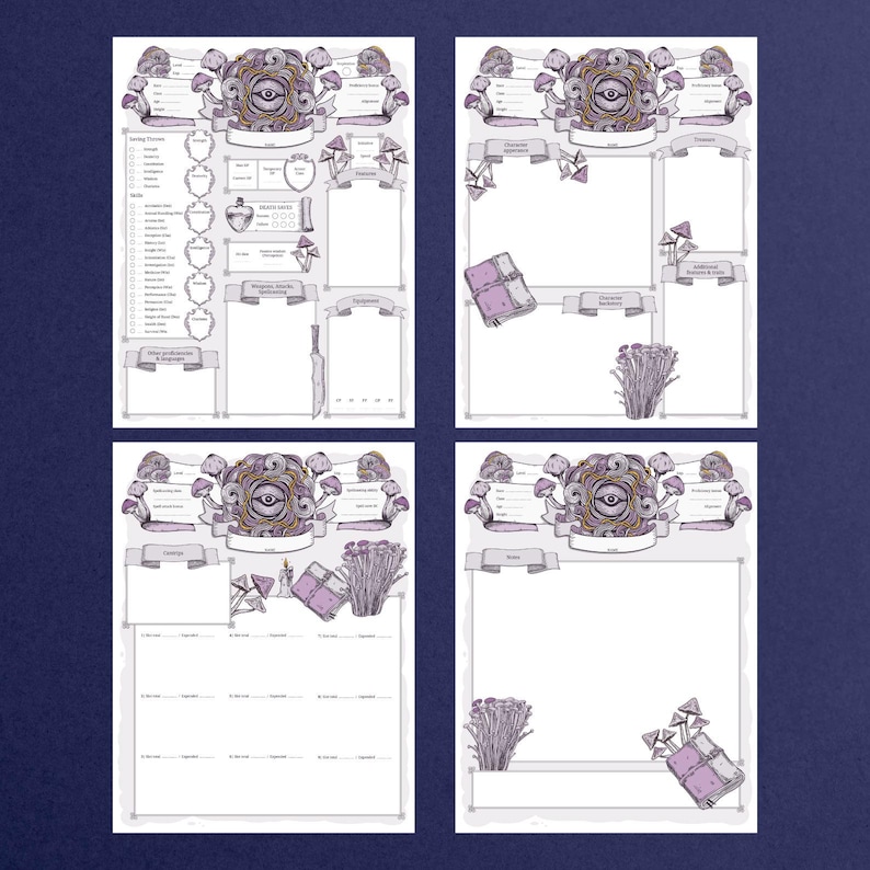 Dnd 5e Character Sheet Bundle | 4 Unique Themes (printable PDF) - Etsy
