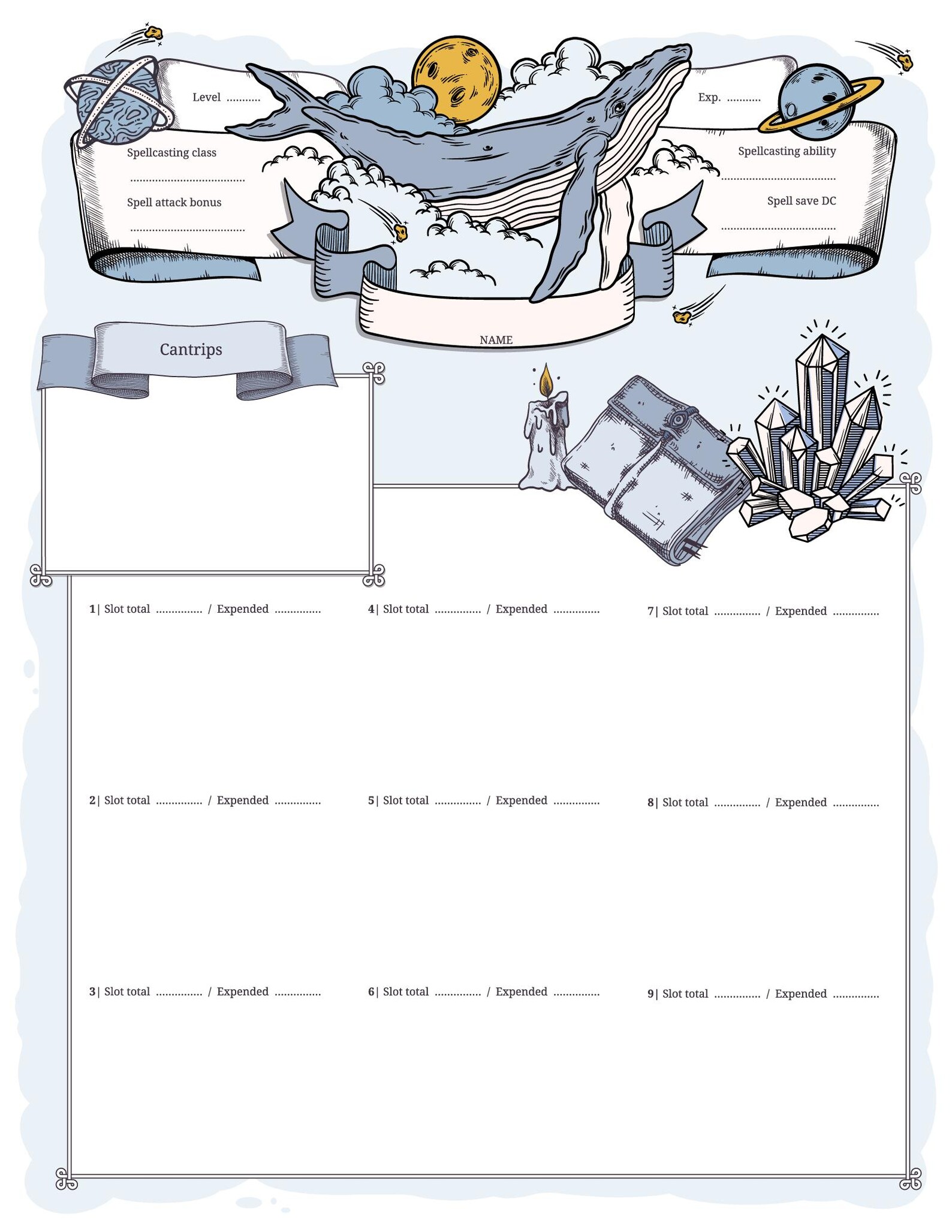 Space Whale Dnd Character Sheet – Cosmic Fantasy PDF - Etsy