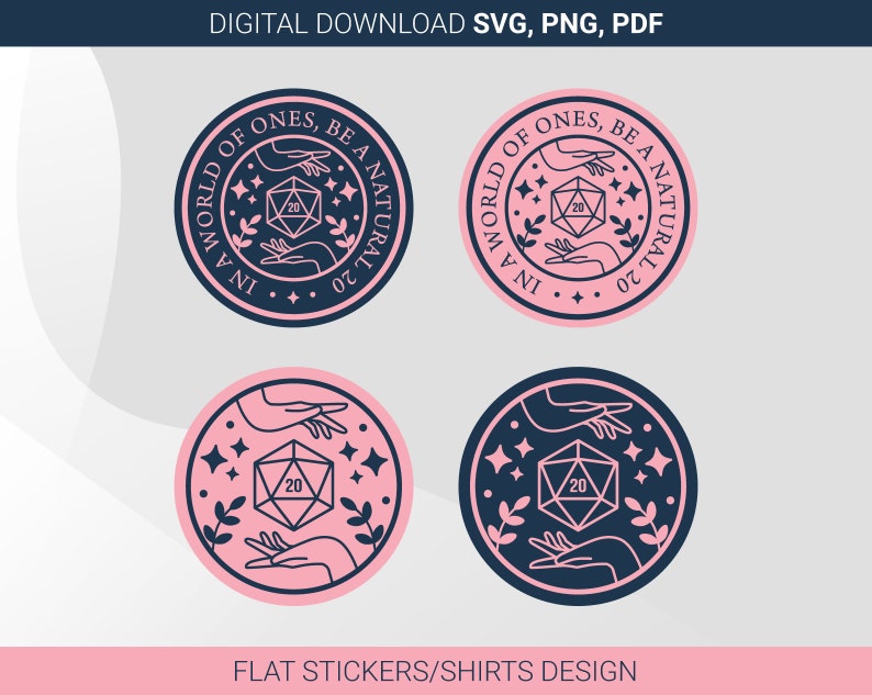 Dungeons & Dragons Natural 20 Shirts and Stickers Flat Design, Dungeon ...