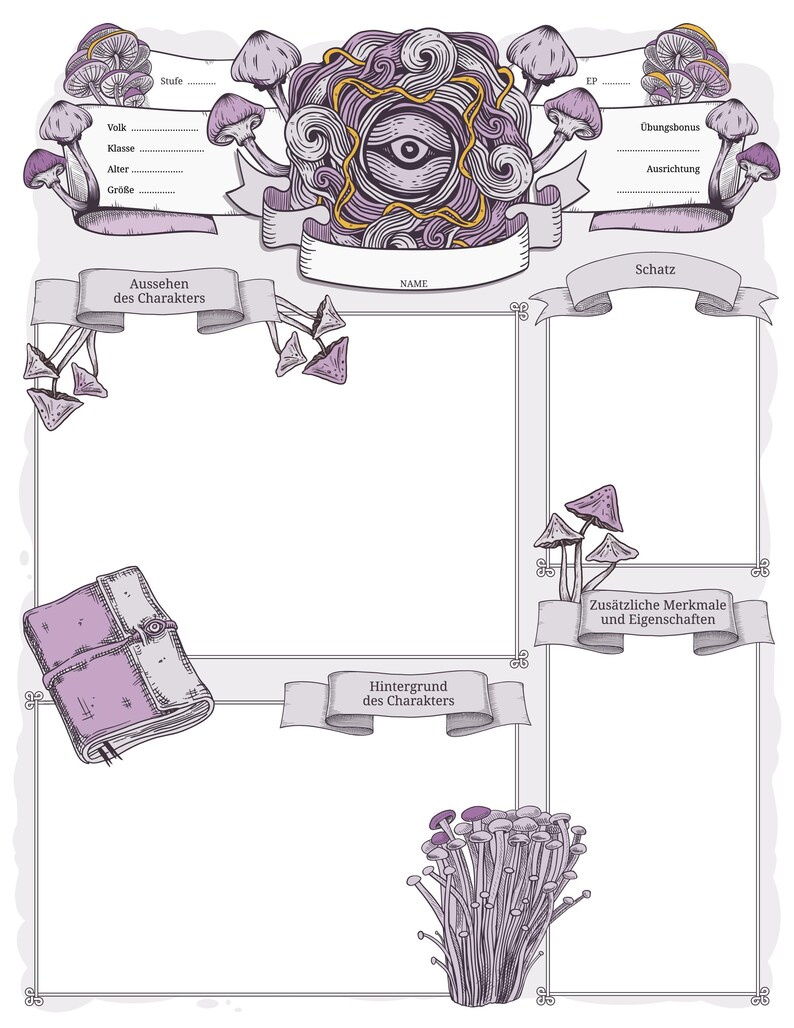 Mystical German Dnd 5e Character Sheet, Warlock Wizard Sheet (printable ...