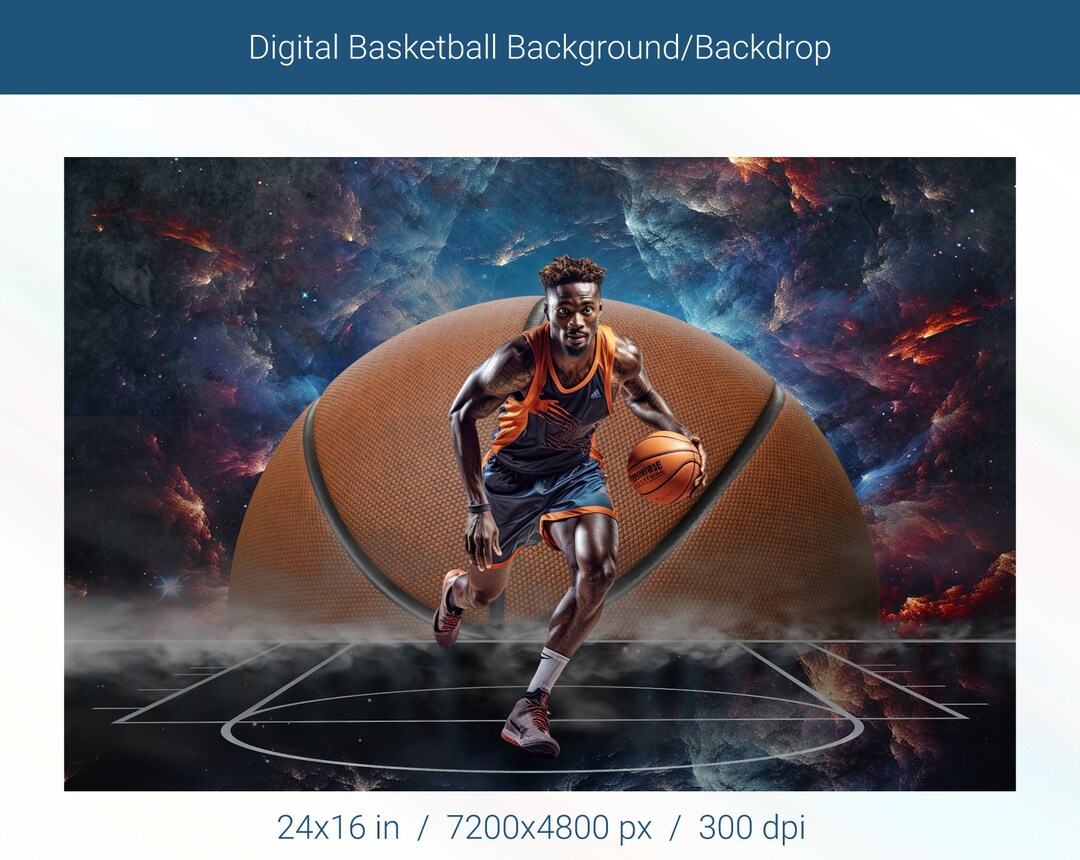 Basketball Galaxy Background, Epic Universe Basketball Digital Backdrop ...