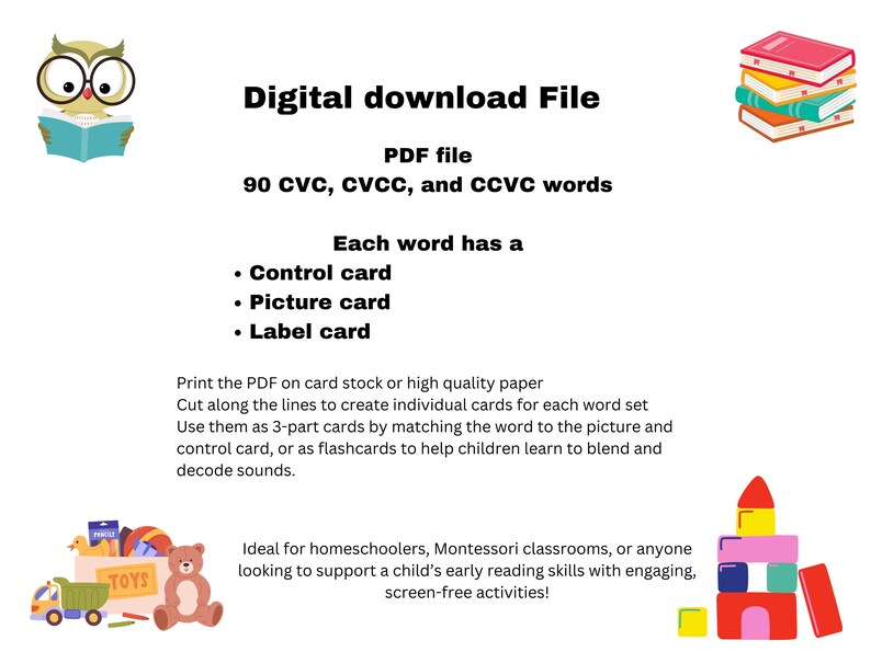 90 CVC, CVCC & CCVC 3-part Cards Bundle | Montessori Phonics Practice ...