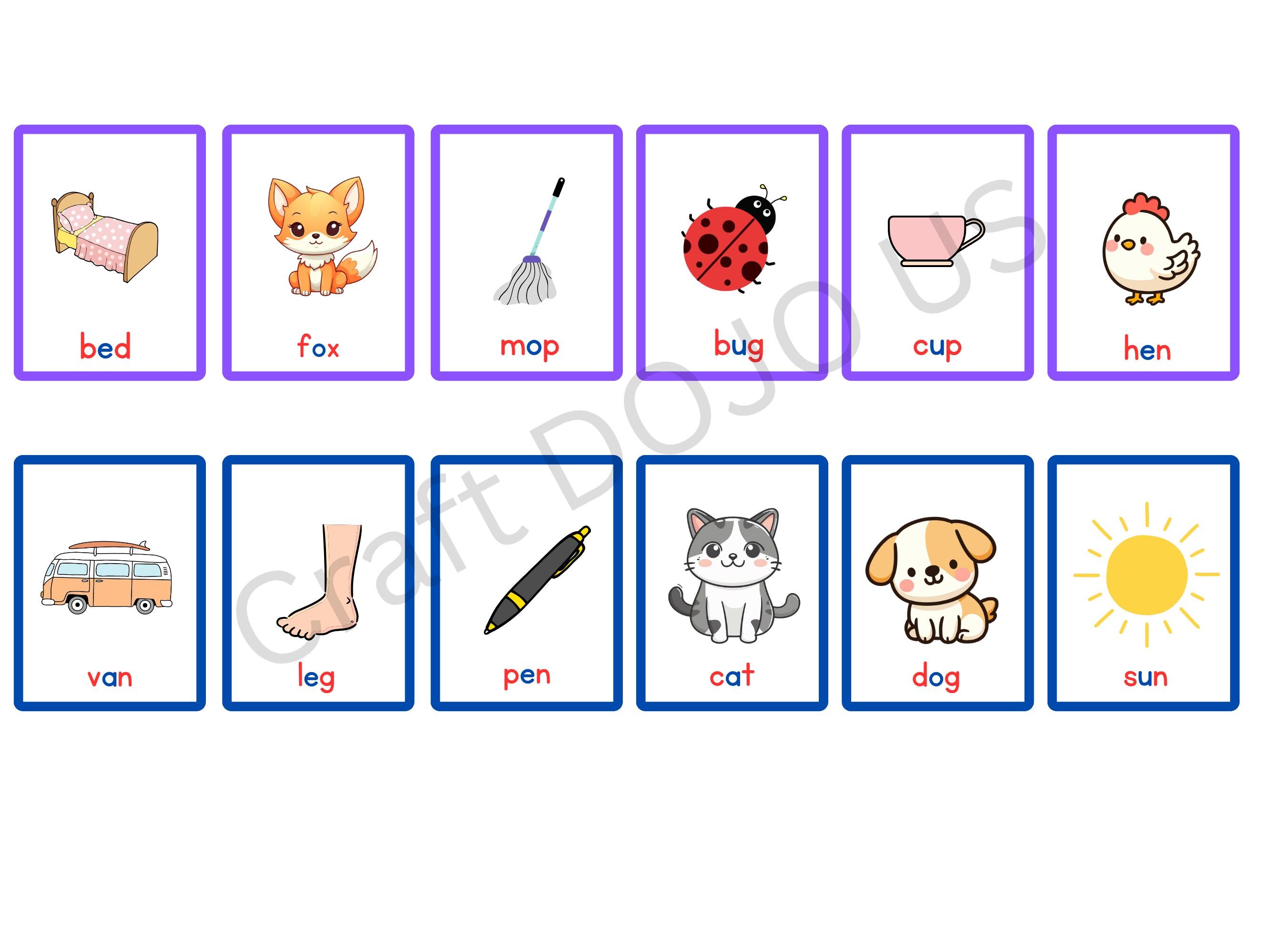 30 CVC Words Montessori 3-part Card Set - Digital PDF Download With ...