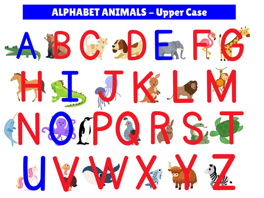 Upper Case Alphabet Animals, Clipart in PNG, SVG and JPG, Digital ...