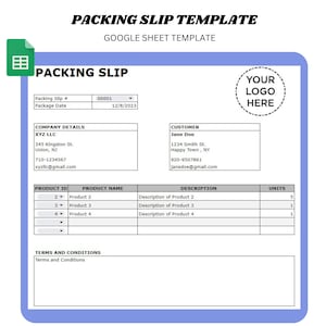 Packing Slip Template for Your Small Business , Editable , Google Sheet ...