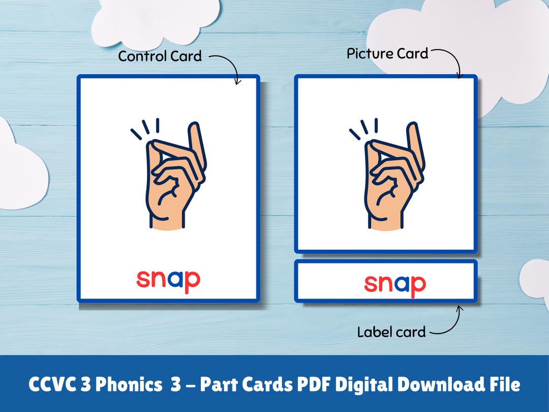 30 CCVC 3-part Cards - Montessori-inspired Printable PDF | Digital ...