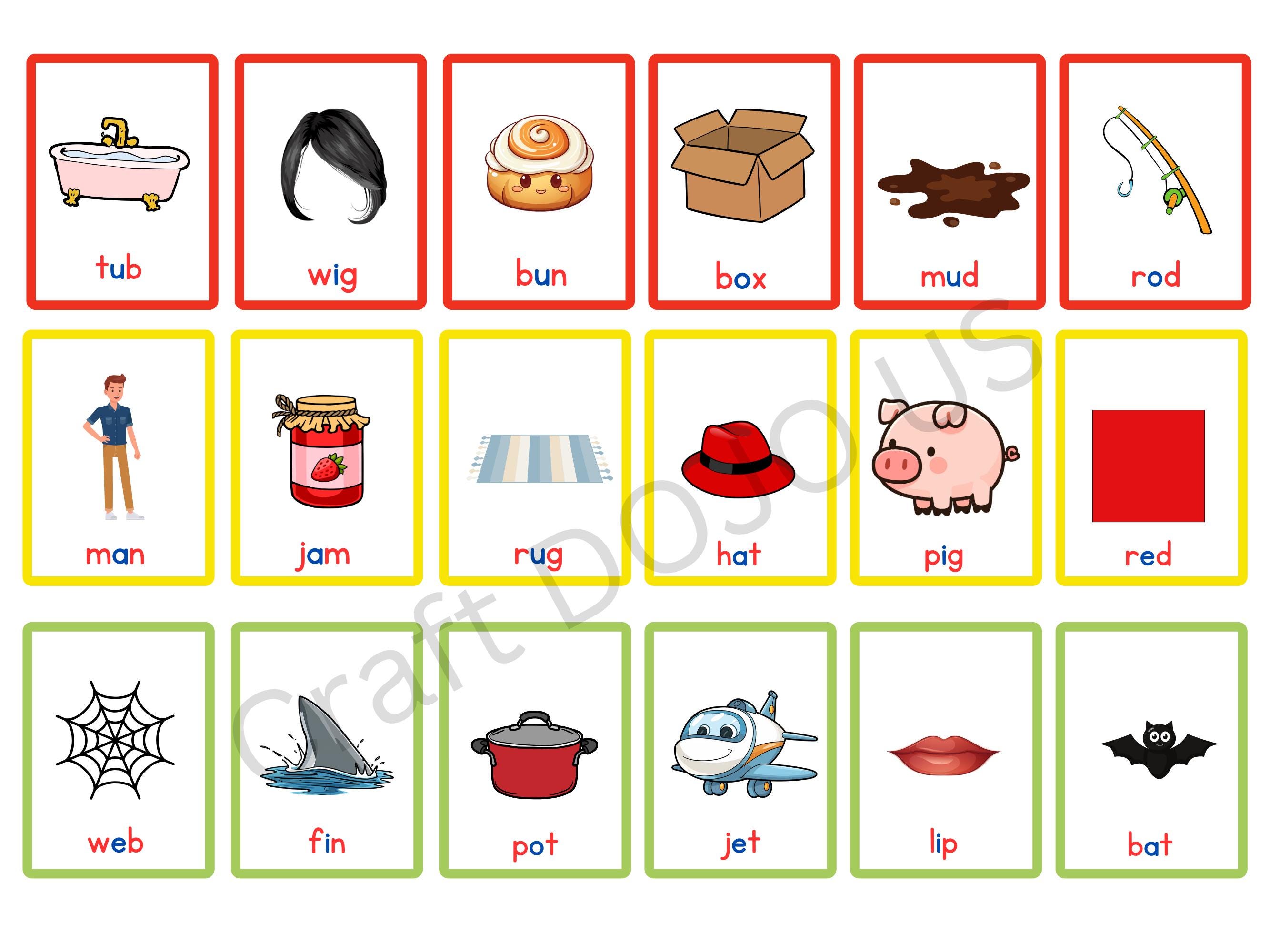 30 CVC Words Montessori 3-part Card Set - Digital PDF Download With ...