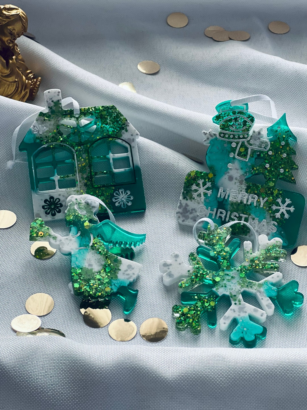 Christmas Tree Ornament Set Epoxy Resin / Christmas Decoration ...