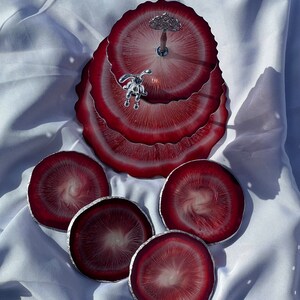 3 Tier Resin Red Cake Stand With Cup Holders - Etsy