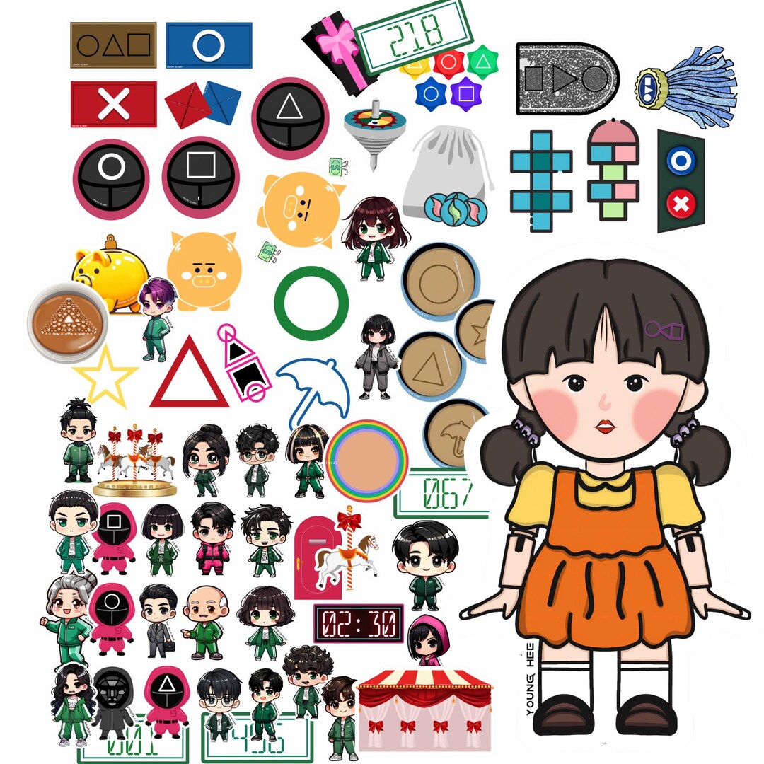 Squid Game, Dalgona, Frontman, Gi-hun Stickers for Planners, Scrapbooks ...